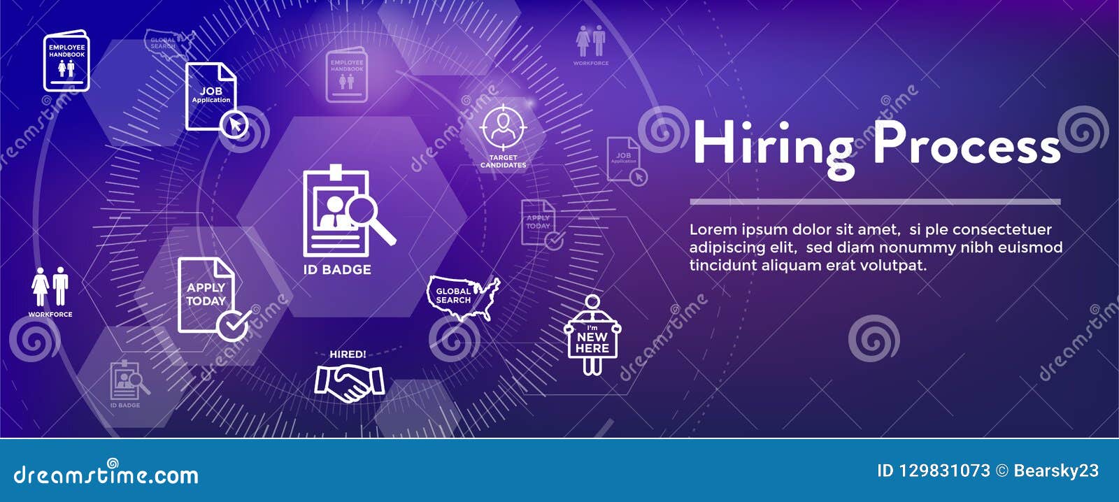 New Employee Hiring Process Icon Set and Web Header Banner Stock Vector ...