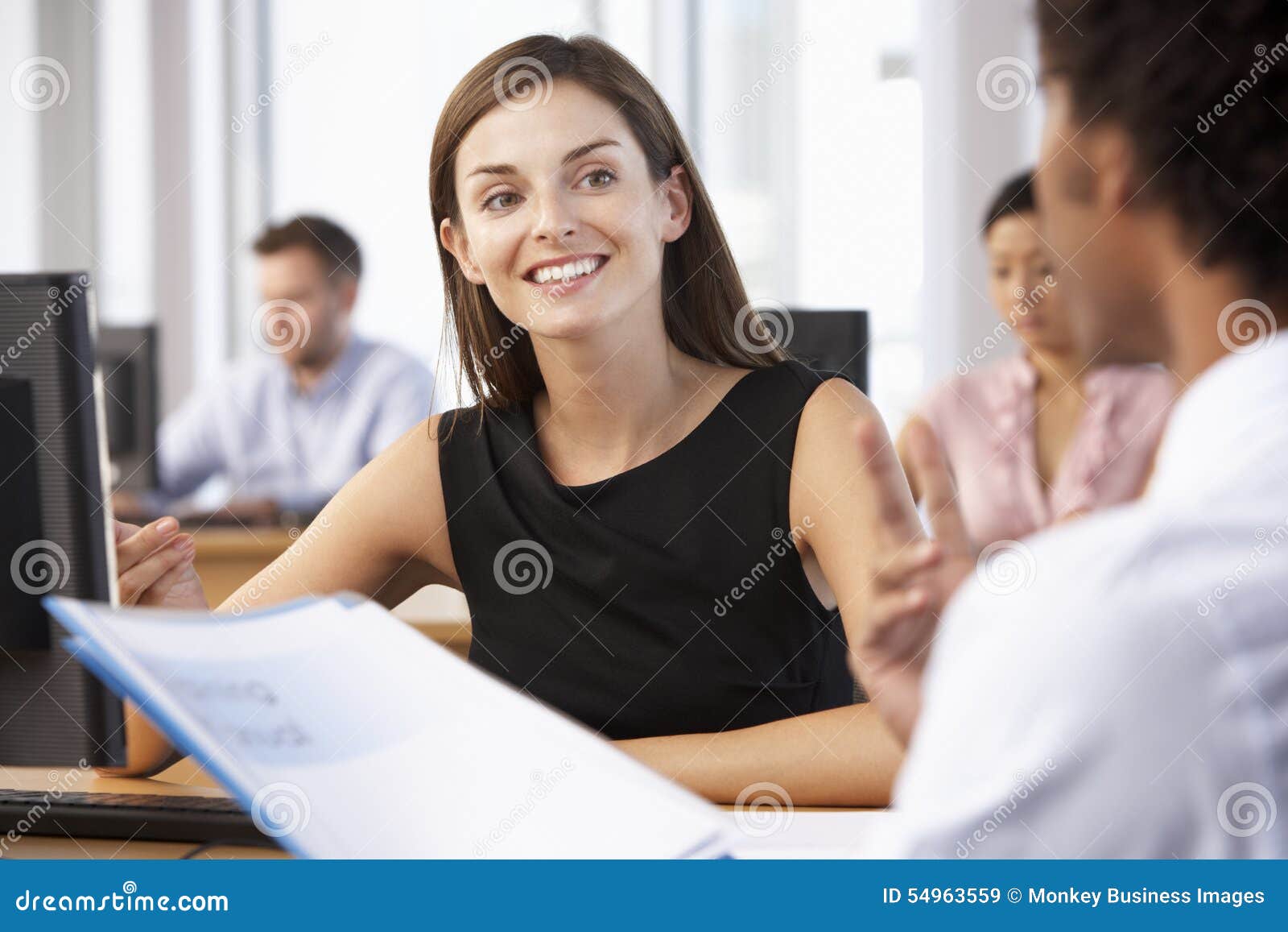 New Employee Starting Work in Busy Office Stock Image - Image of woman ...