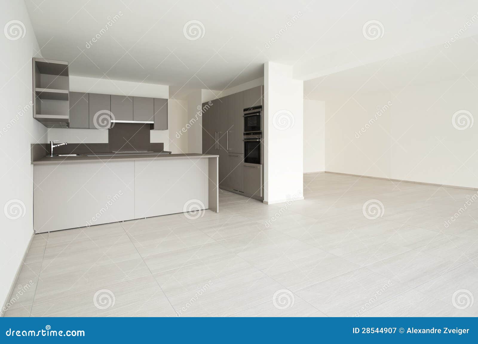 New Empty Apartment, Kitchen Stock Image - Image of ceiling, flat: 28544907