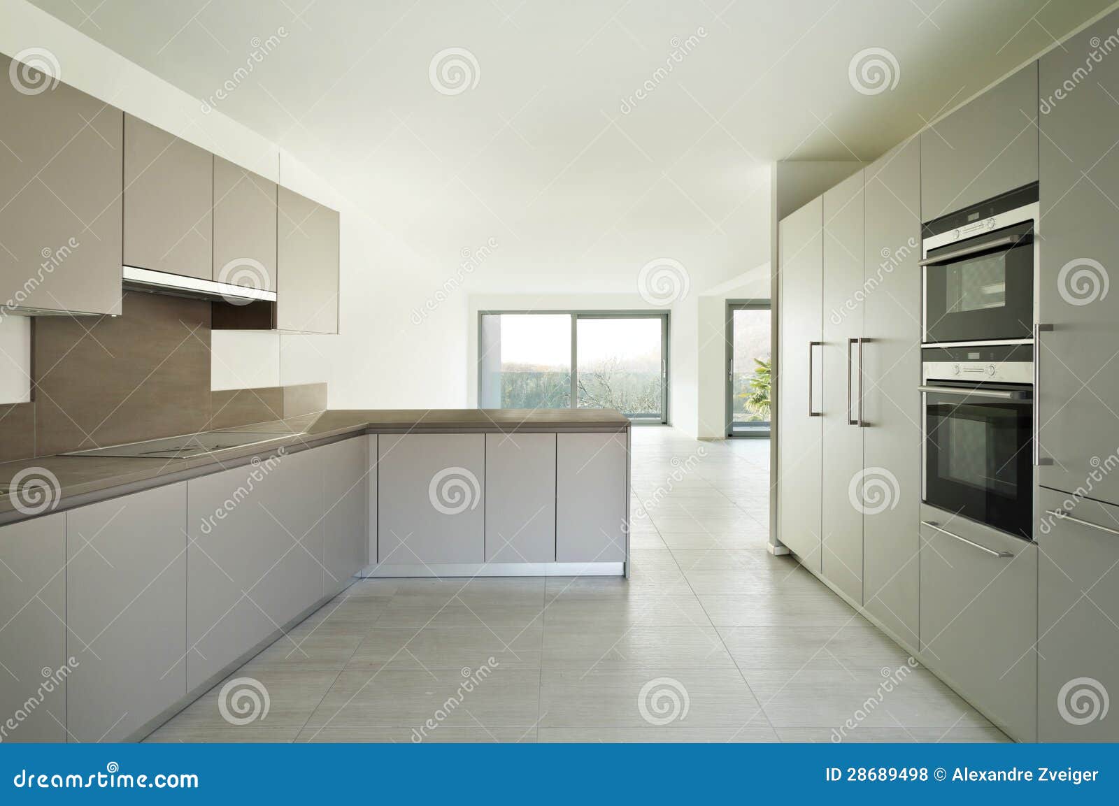 New Empty Apartment, Kitchen Stock Photo - Image of tiled, flat: 28689498