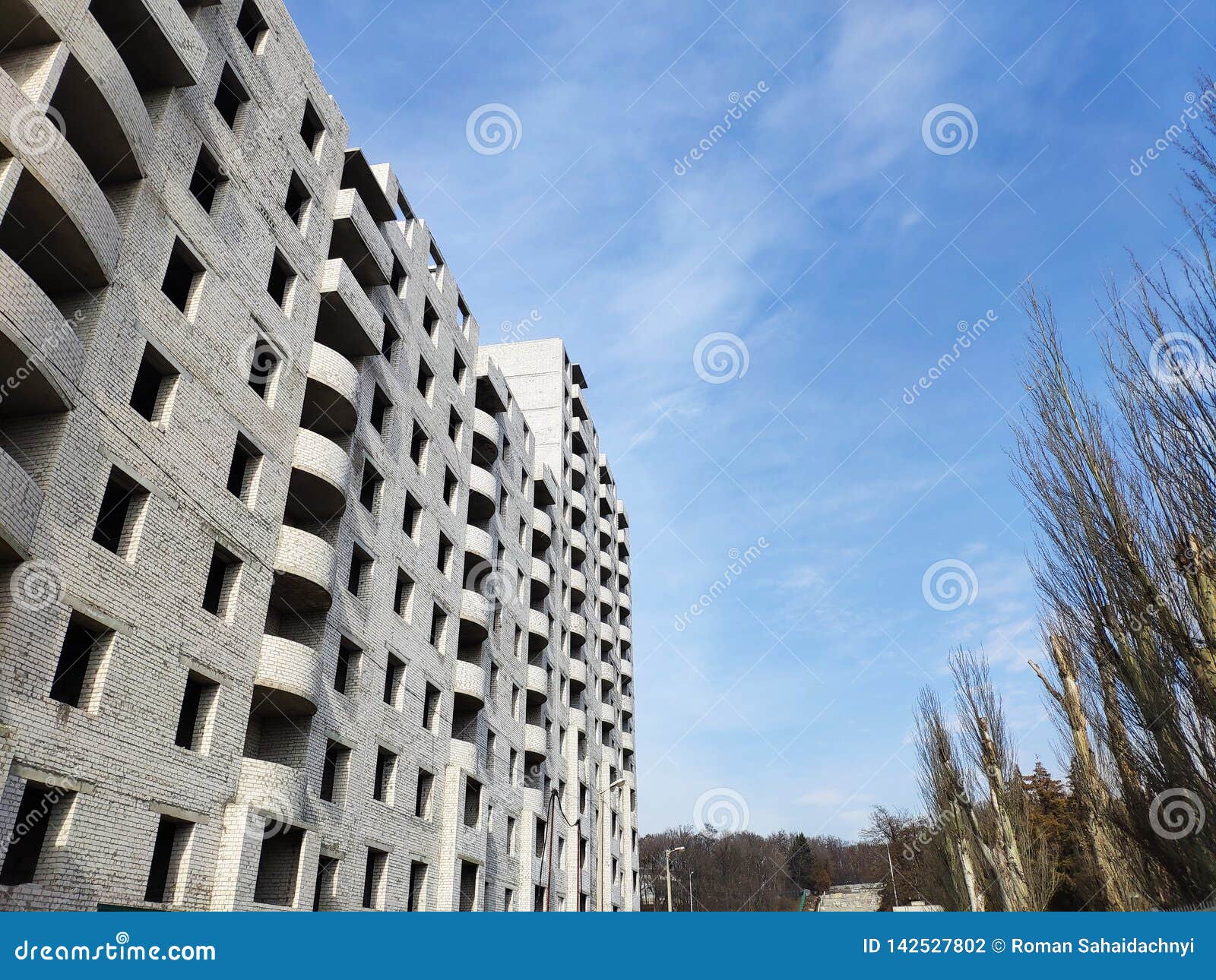 A New Empty Multi-storey Building of Light Brick Ready for ...