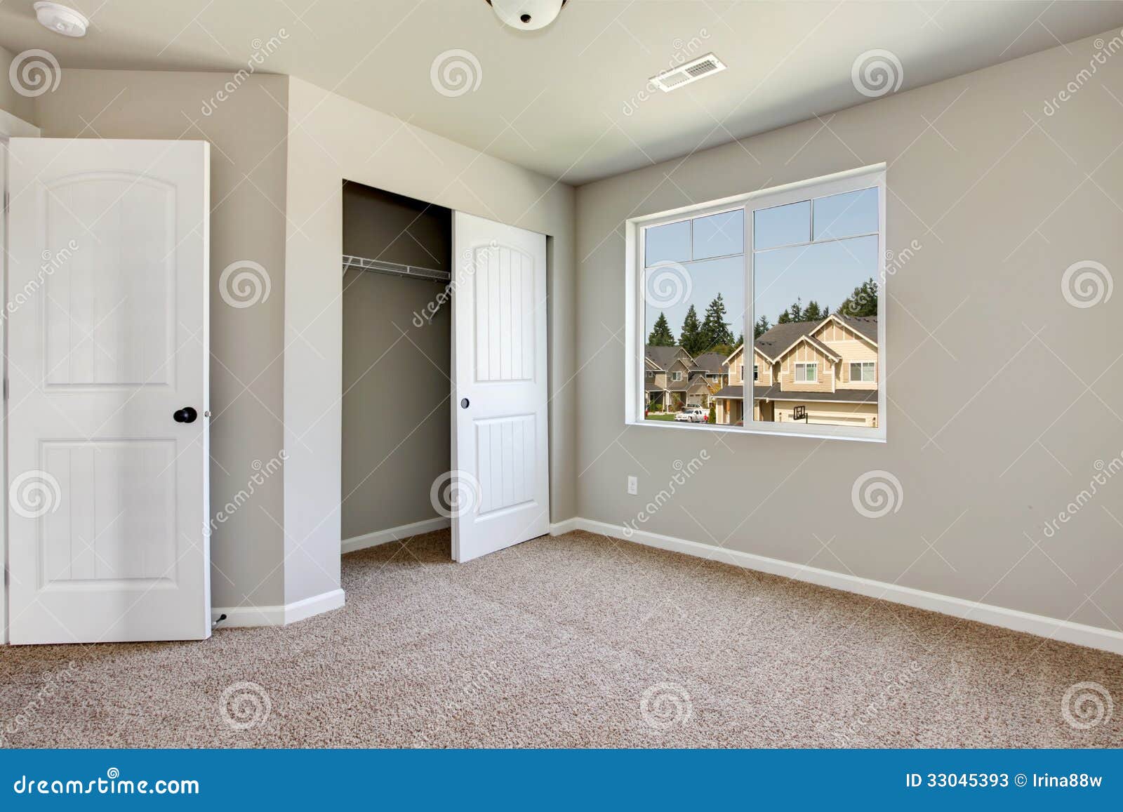New Empty Room with Beige Carpet. Stock Image - Image of residential ...
