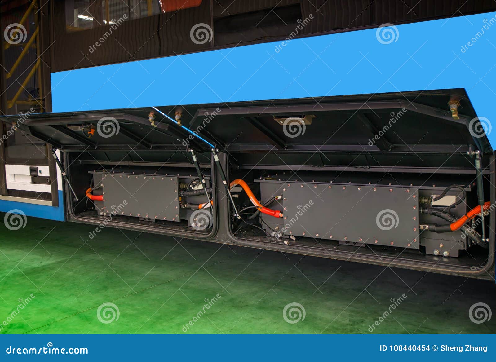New energy bus battery stock photo. Image of industry - 100440454