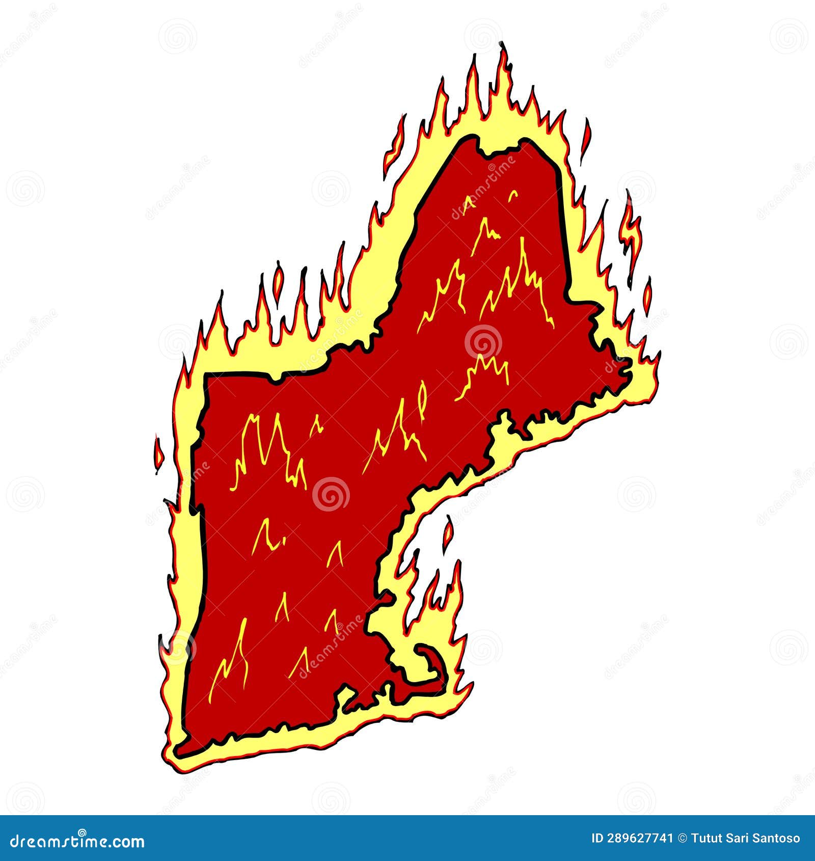 New england burning map stock illustration. Illustration of america ...