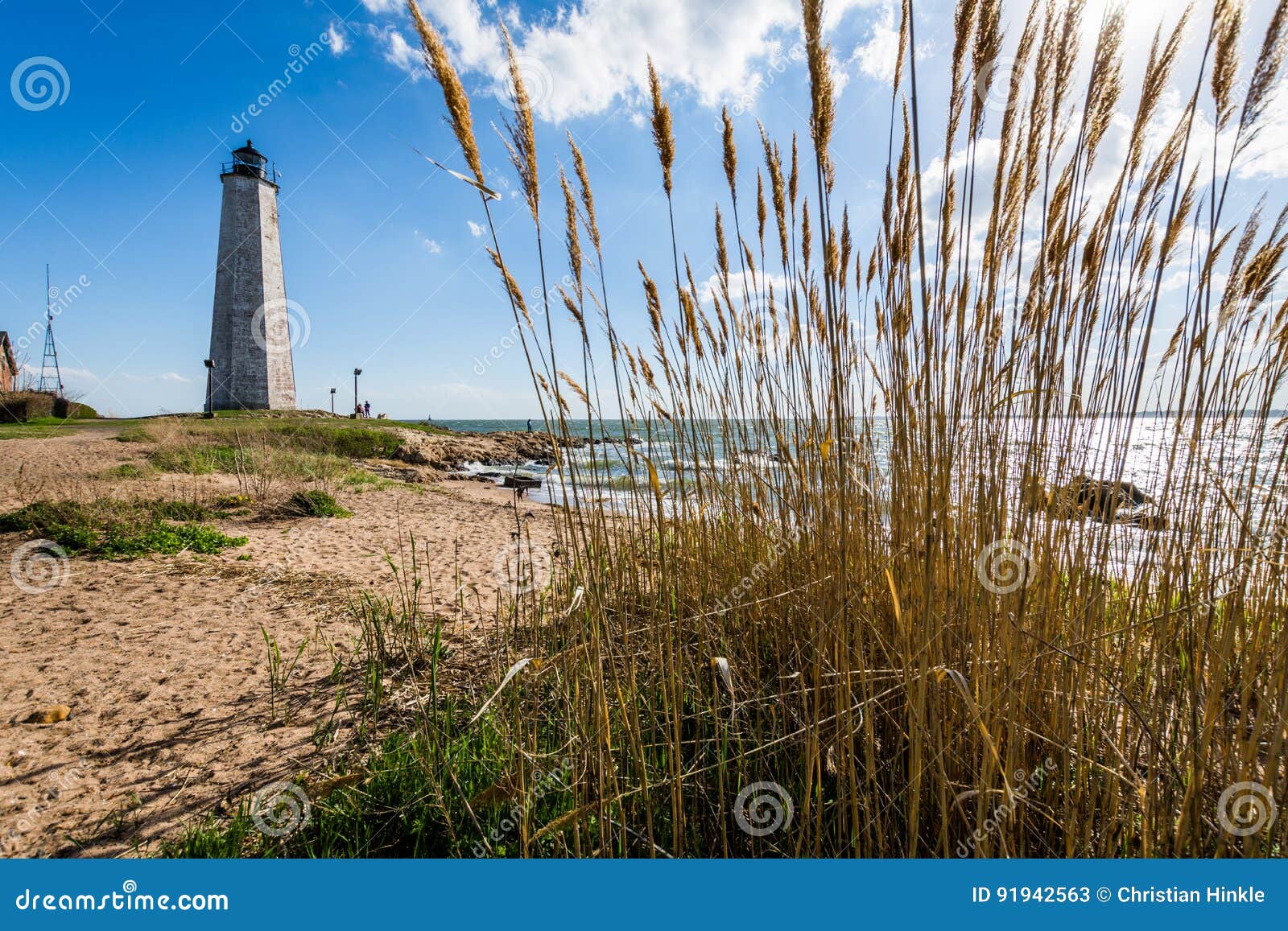 New England Lighthouse in Lighthouse Point Park in New Haven Con Stock ...