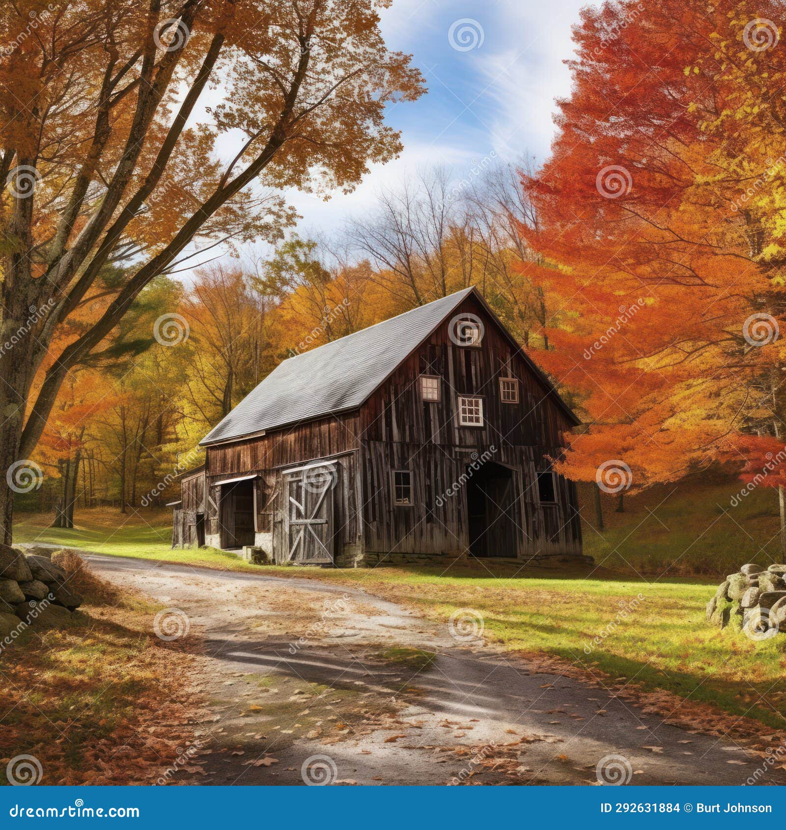 New England Weathered Barn in Fall Colors Stock Photo - Image of travel ...