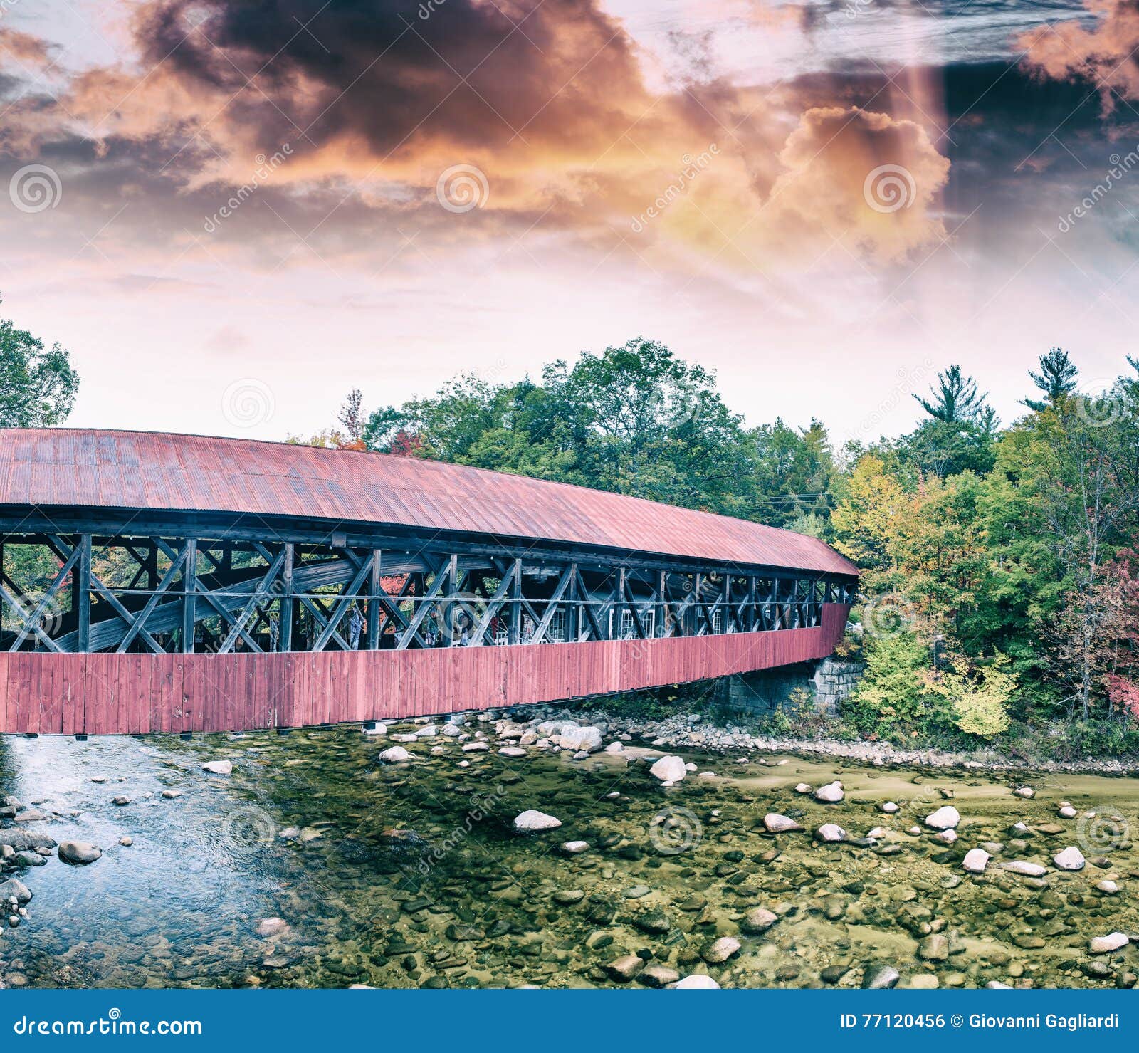 New England Wooden Bridge at Dusk Stock Photo - Image of bartlett ...