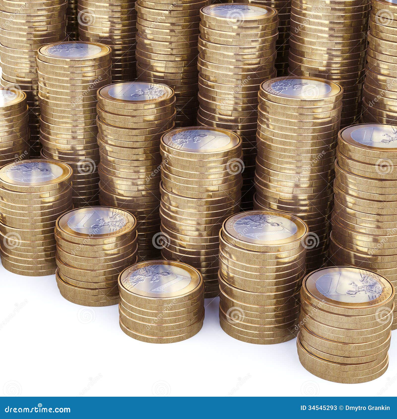 New Euro Coins Stack Background Stock Image - Image of closeup ...