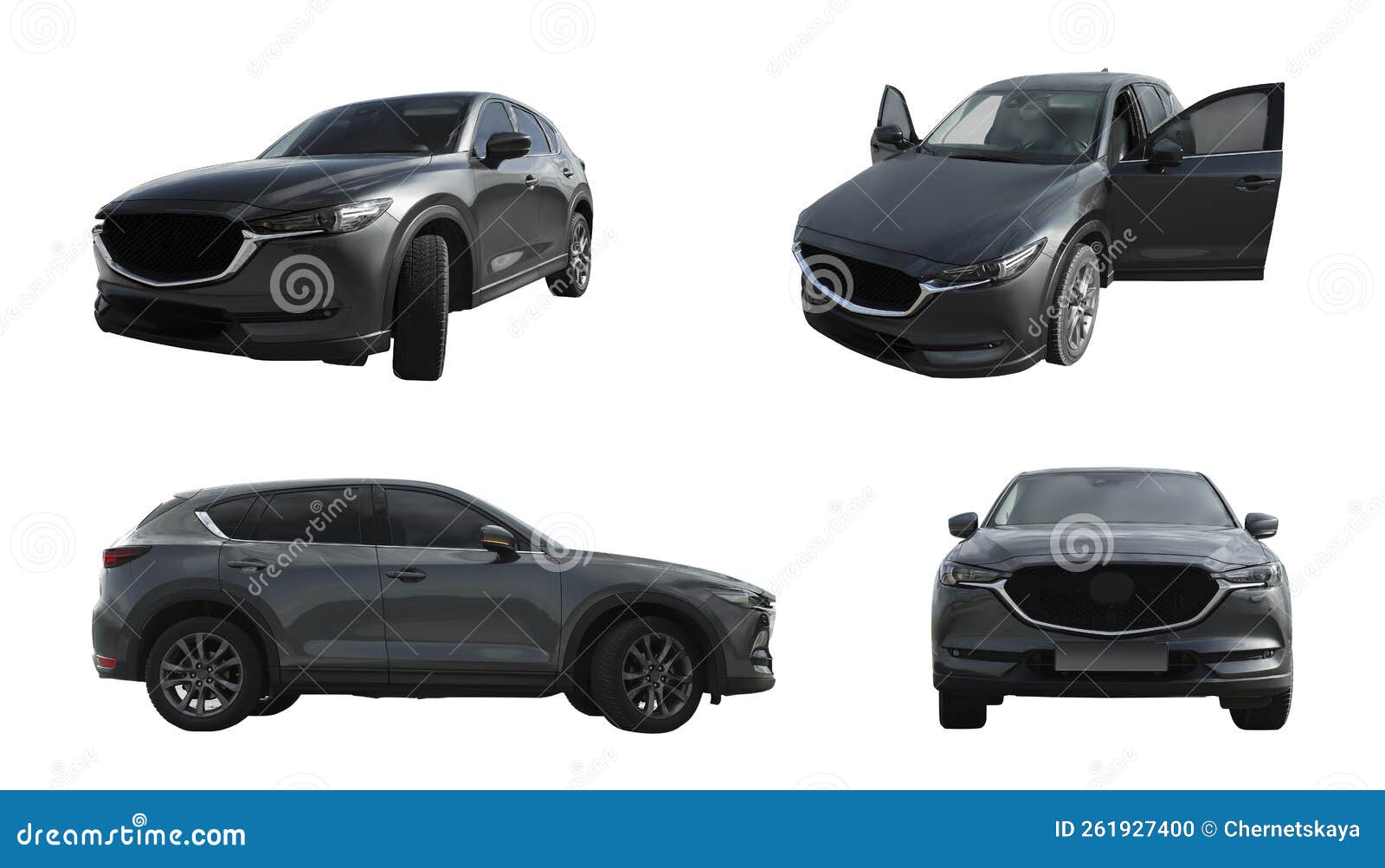 New Expensive Black Car Isolated on White, Collage Stock Photo - Image ...