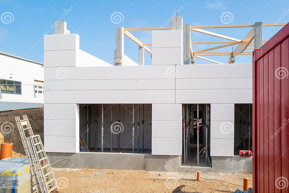 A New Factory Building is Erected on a Construction Site Stock Image ...