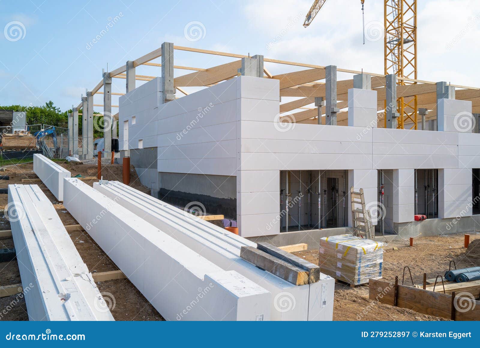 A New Factory Building is Erected on a Construction Site Stock Image ...