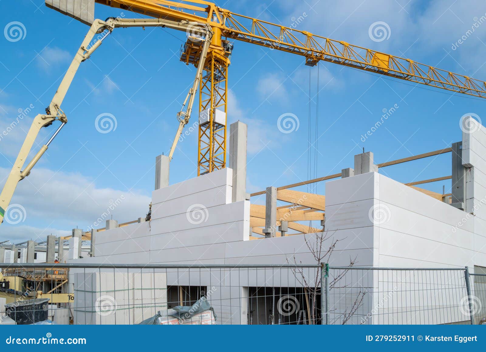 A New Factory Building is Erected on a Construction Site Stock Image ...