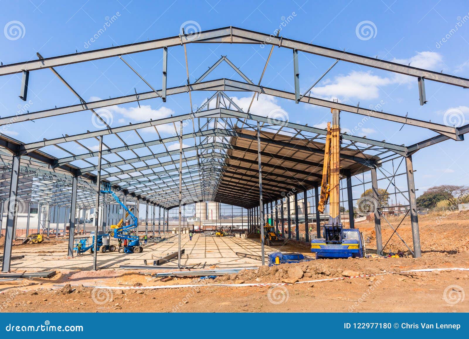 New Factory Steel Structure Construction Stock Photo - Image of cranes ...
