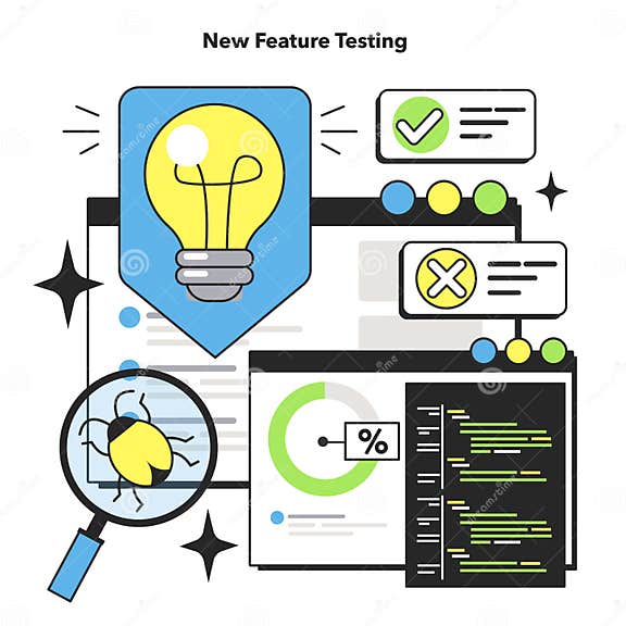New Feature Testing. Software Testing Methodology Stock Vector ...