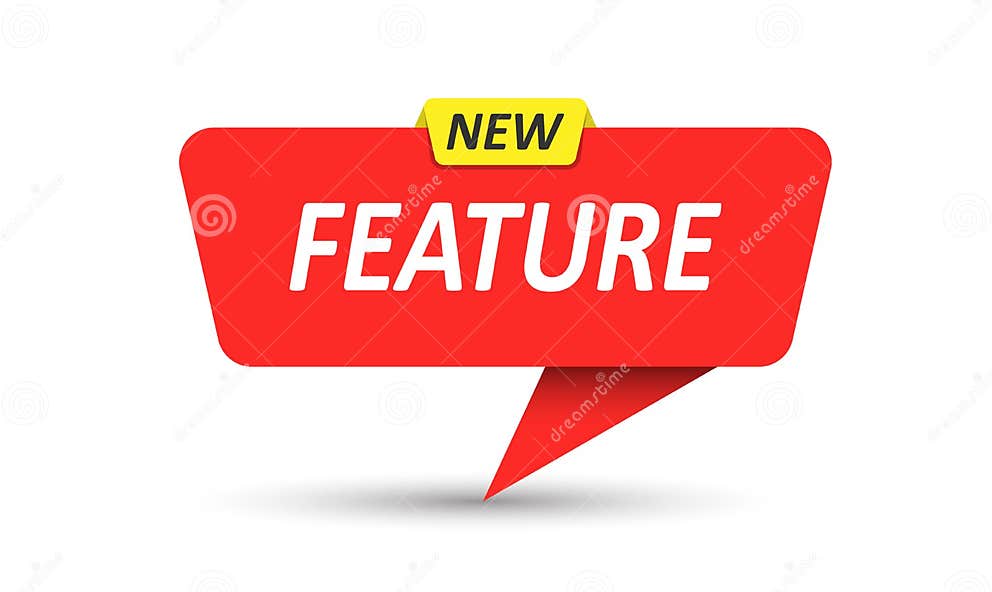 New Feature. Vector Banner, Pointer, Sticker, Label or Speech Bubble ...