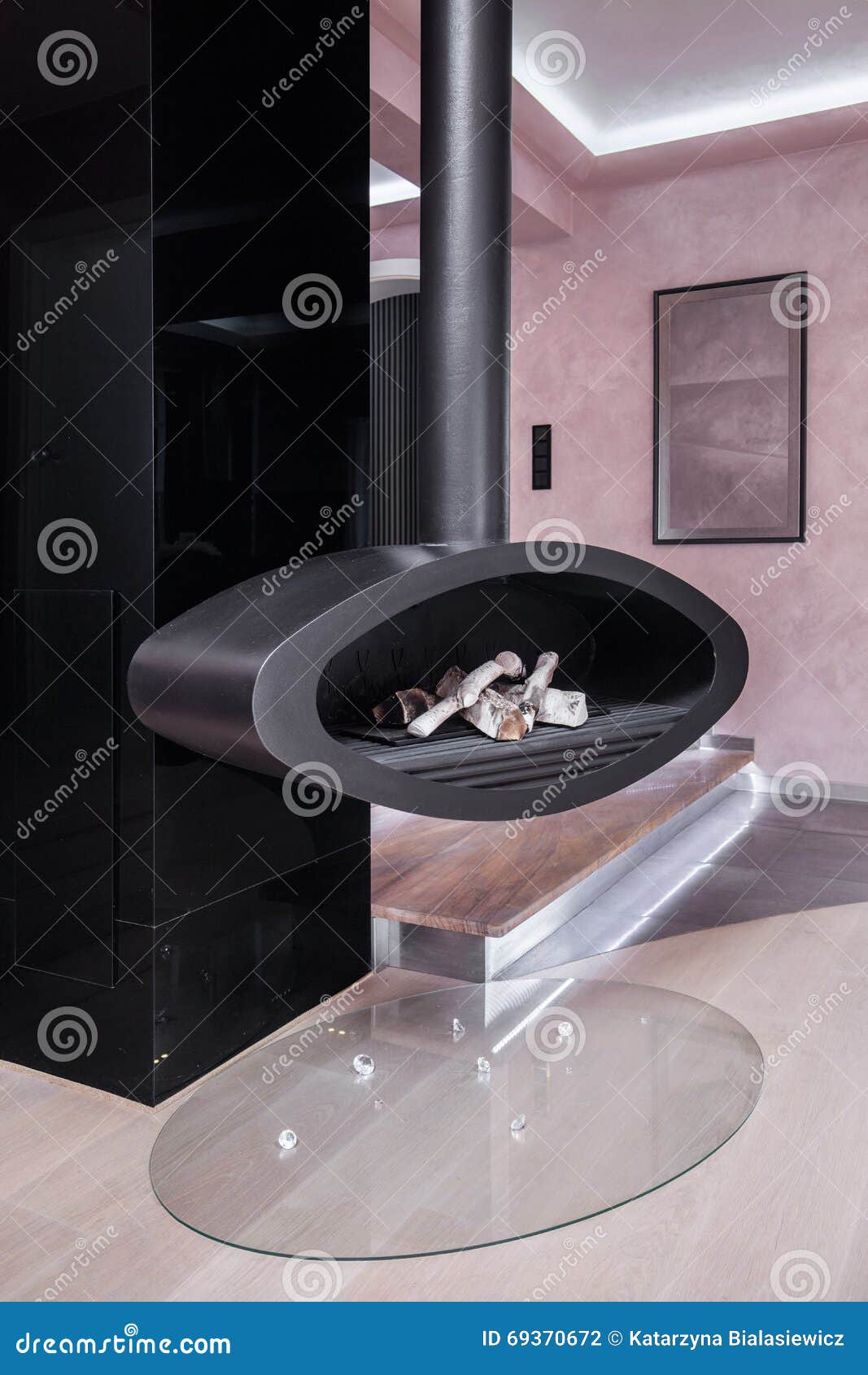 New Fireplace in Fancy Villa Stock Photo - Image of balck, residence ...