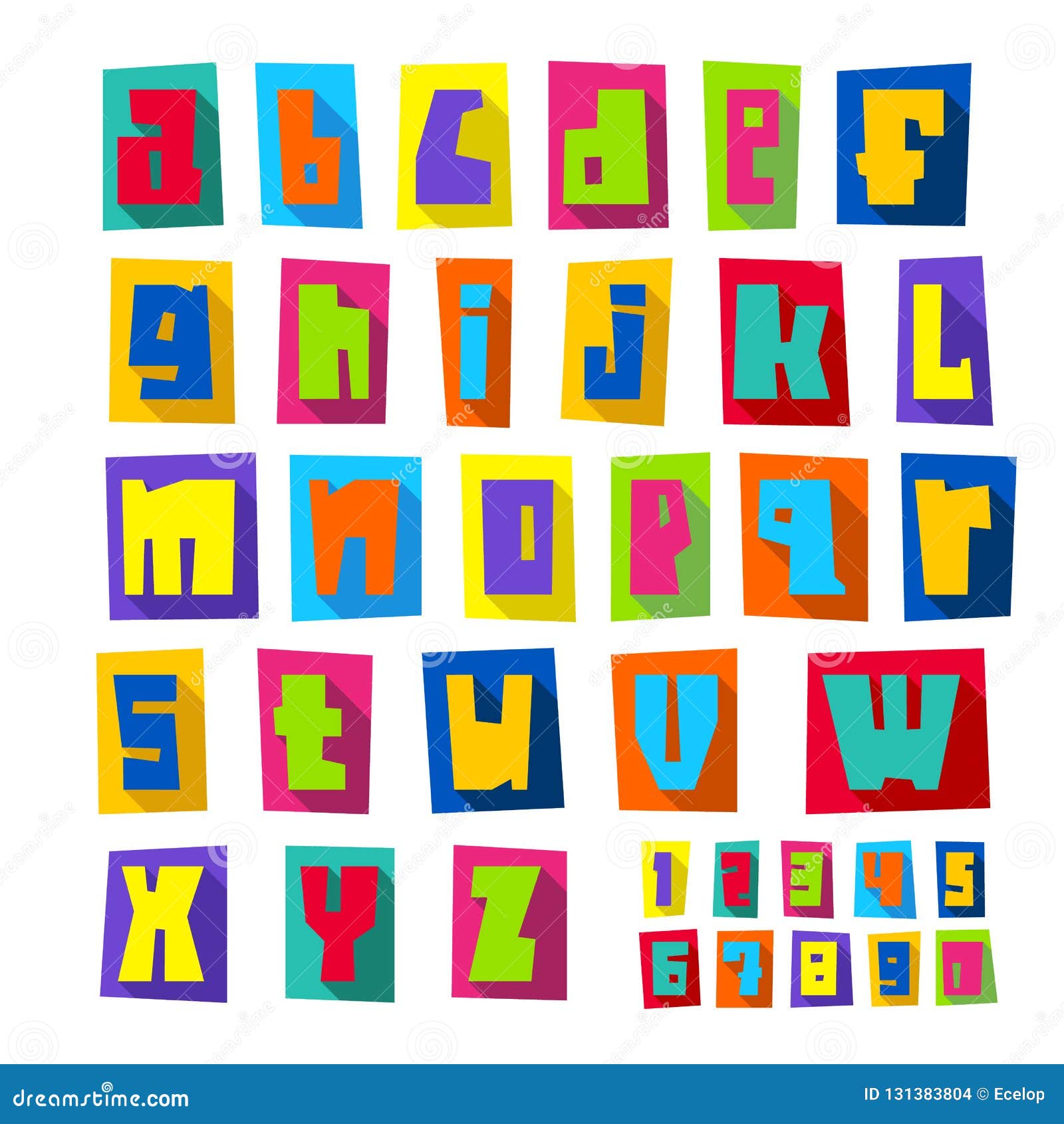 New Font Cut Colorful Letters Lower Case Stock Vector Illustration
