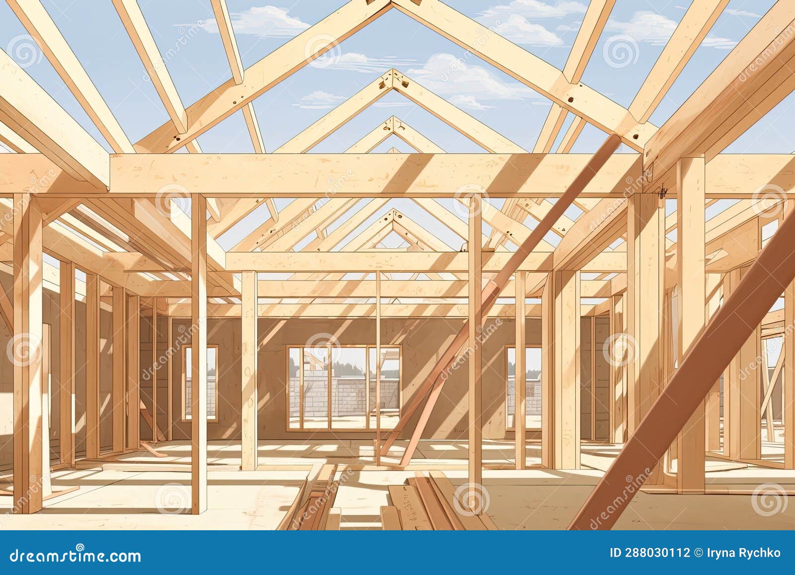 New Framing Construction of House, Ai Generated Stock Illustration ...
