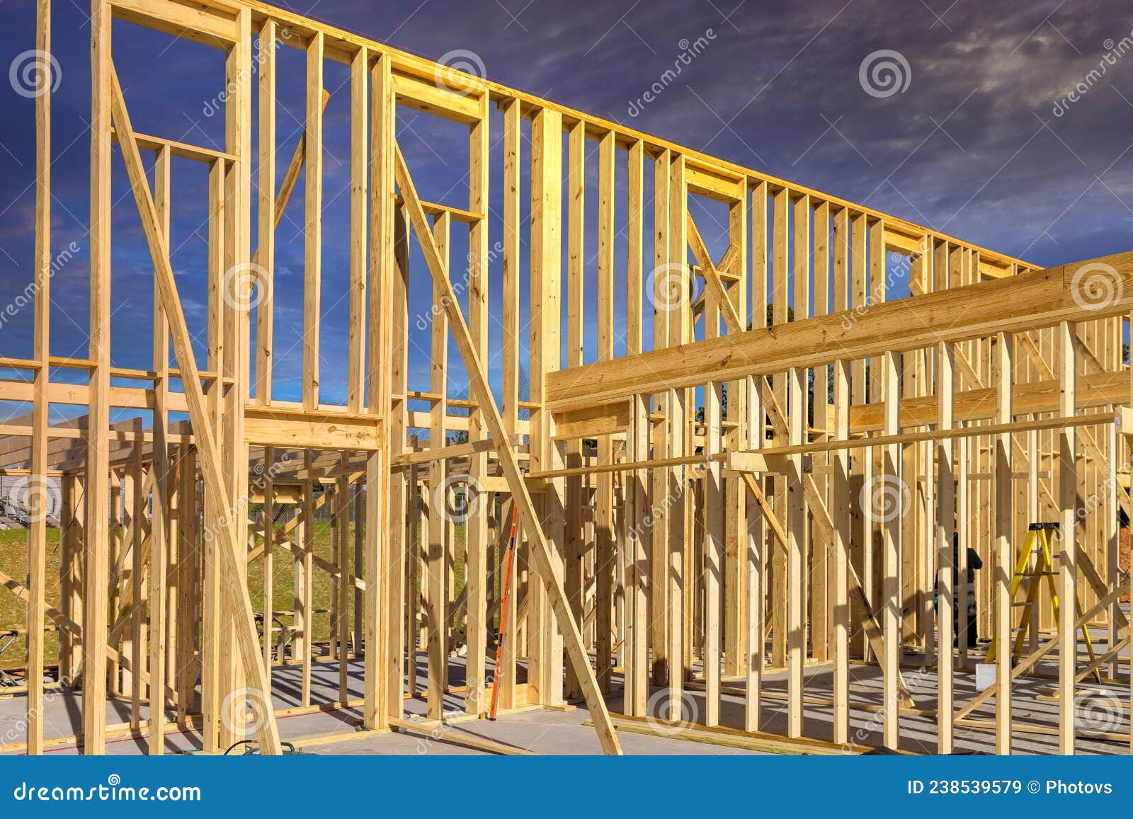 New Stick Built Building View Framing of Beams on New Home Under ...