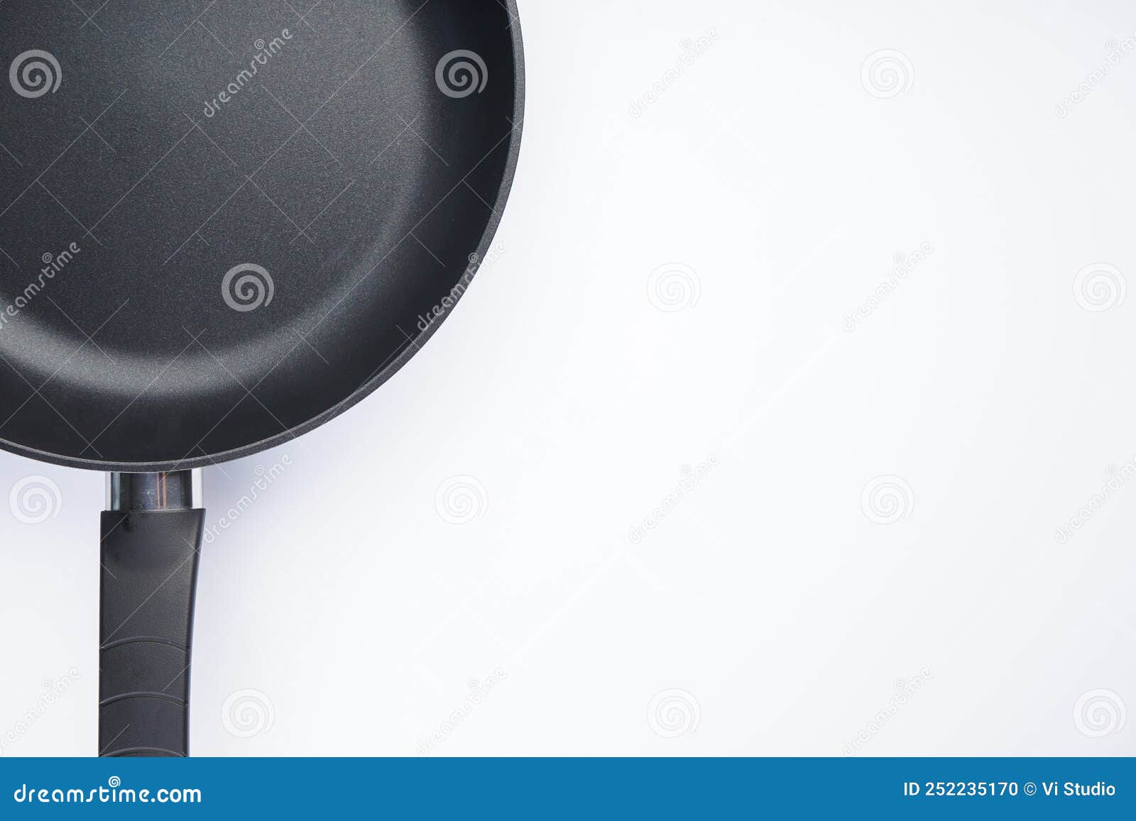 New Frying Pan on White Background, Space for Text. Top View Stock ...