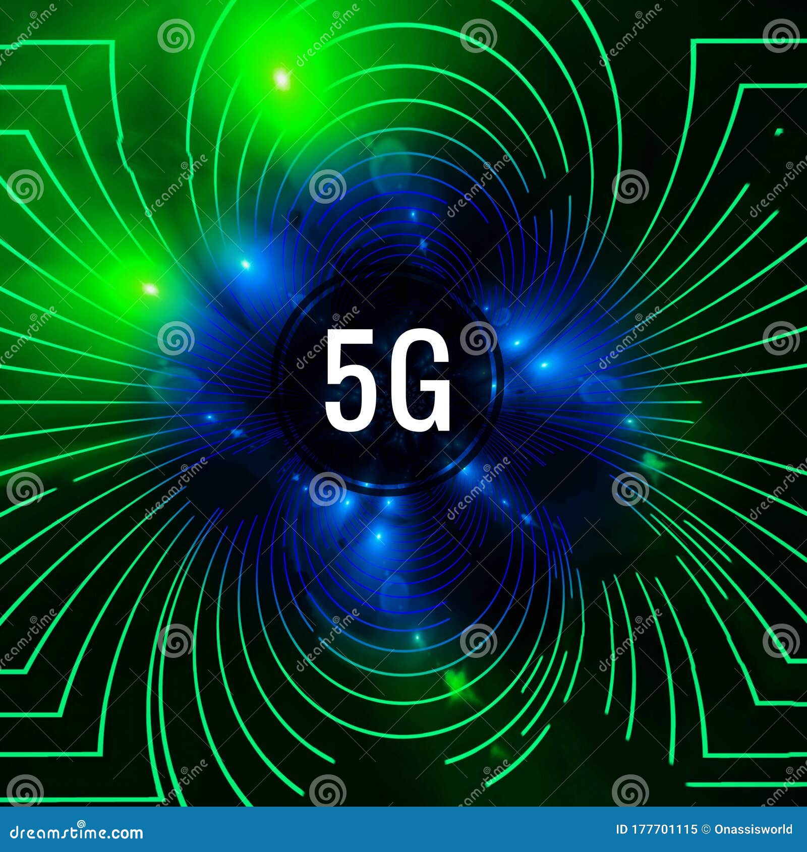 The New 5G Telecommunications Network Stock Illustration - Illustration ...