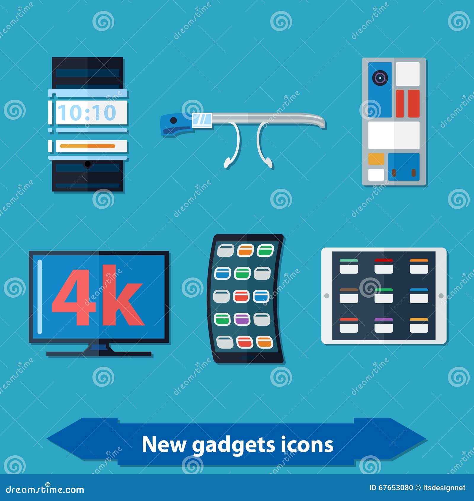 New gadgets icons flat stock vector. Illustration of smartphone - 67653080