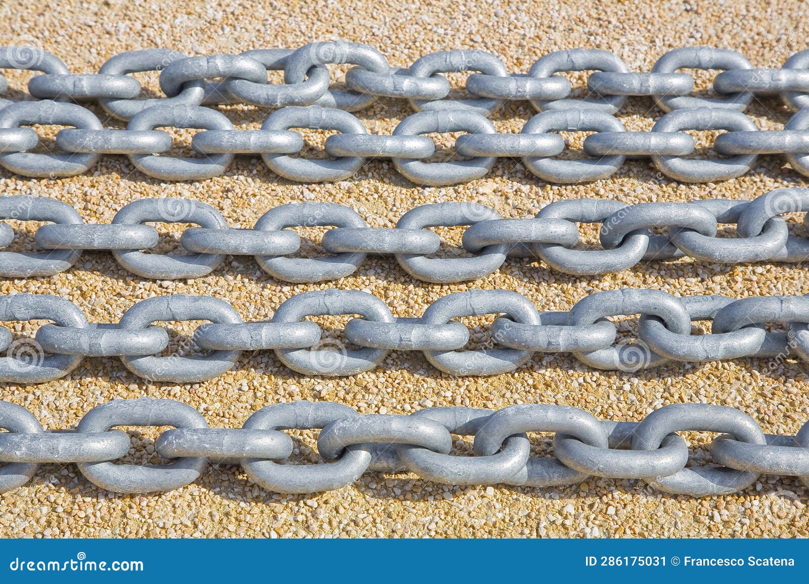 New Galvanized Metal Chain Placed on the Ground Stock Image - Image of ...