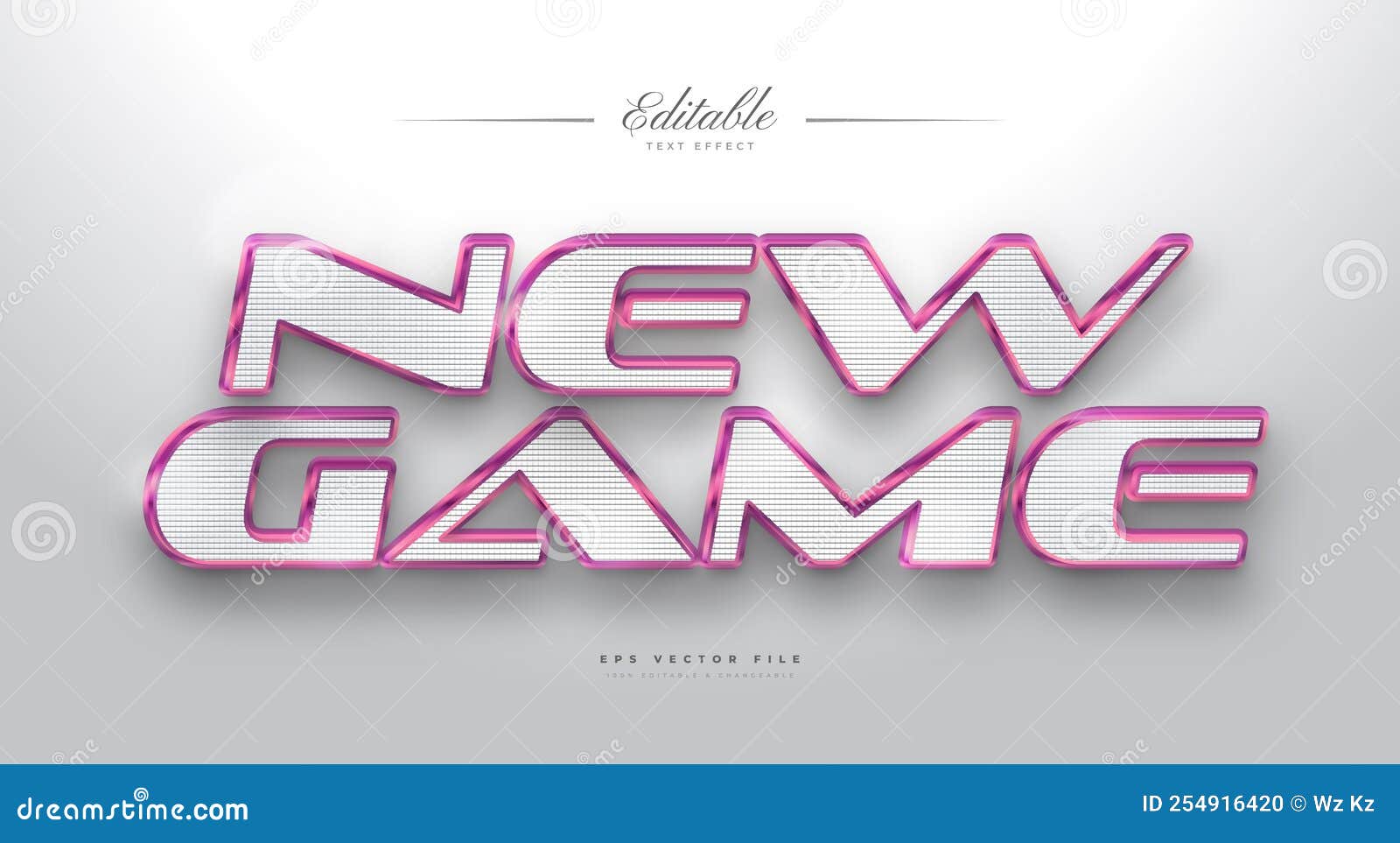 New Game Text Style in White and Pink with Pixel Texture Effect Stock ...