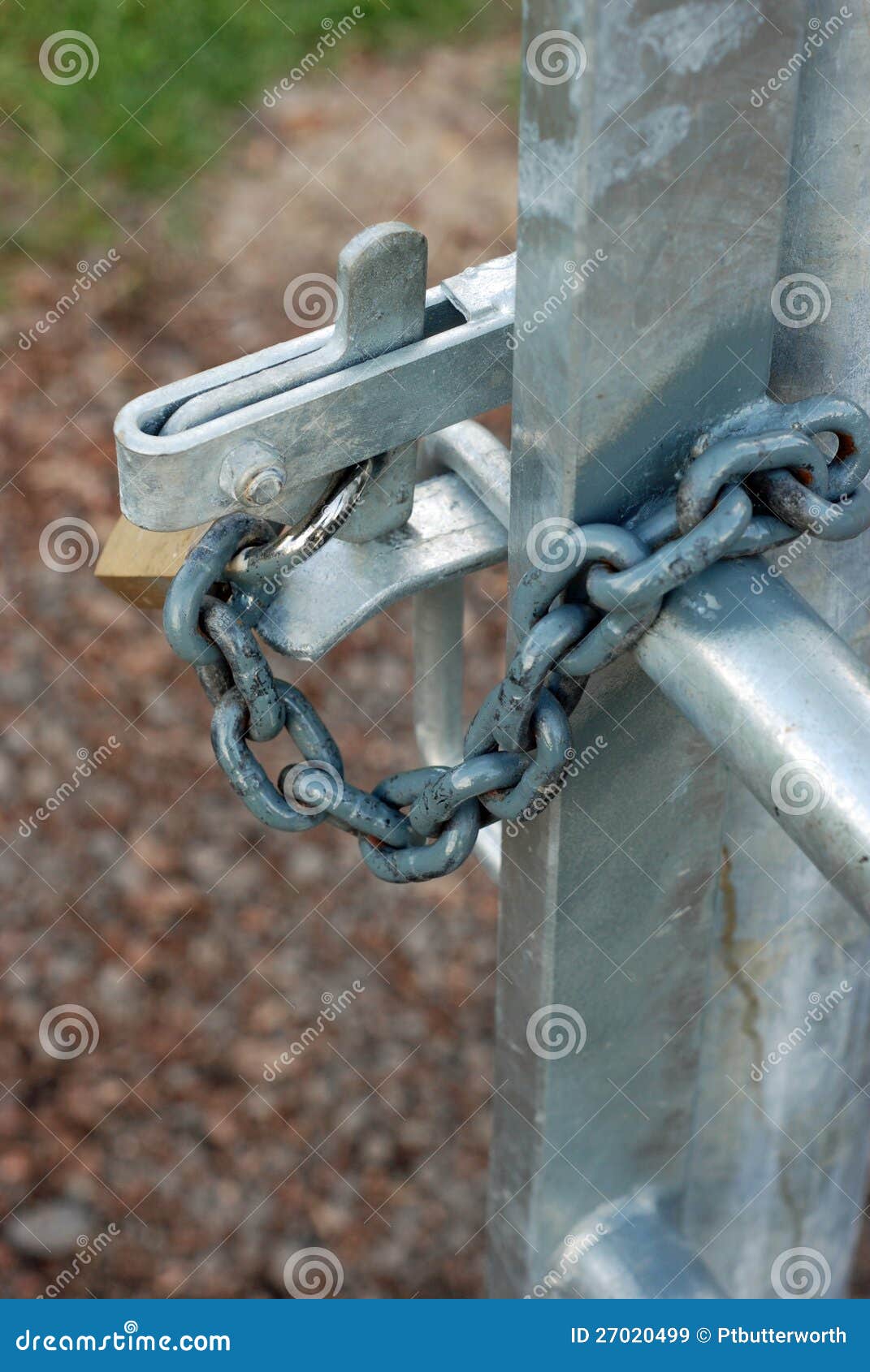 New Gate Latch With Padlock And Chain. Picture Image: 27020499