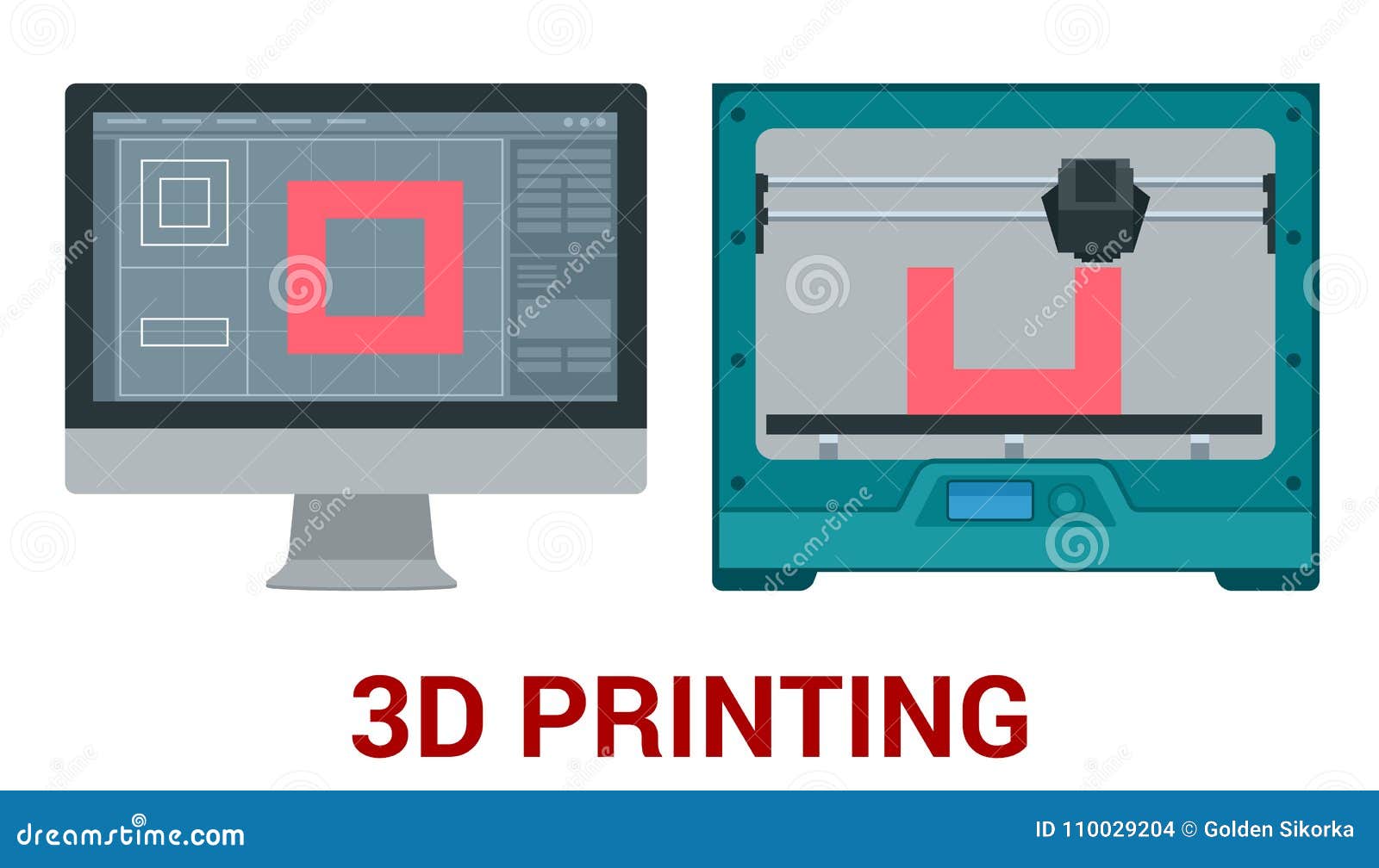 New Generation of 3D Printing Machine Printing a Model of Plastic ...