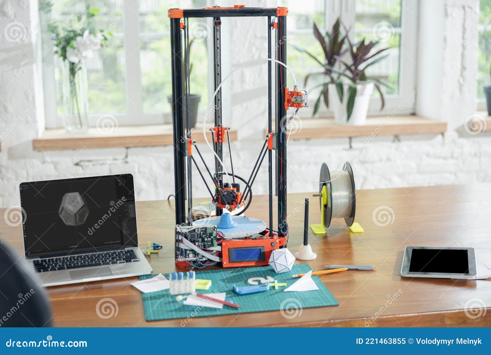 New Generation Of 3D Printing Machine Printing A Piece Of Plastic. For ...