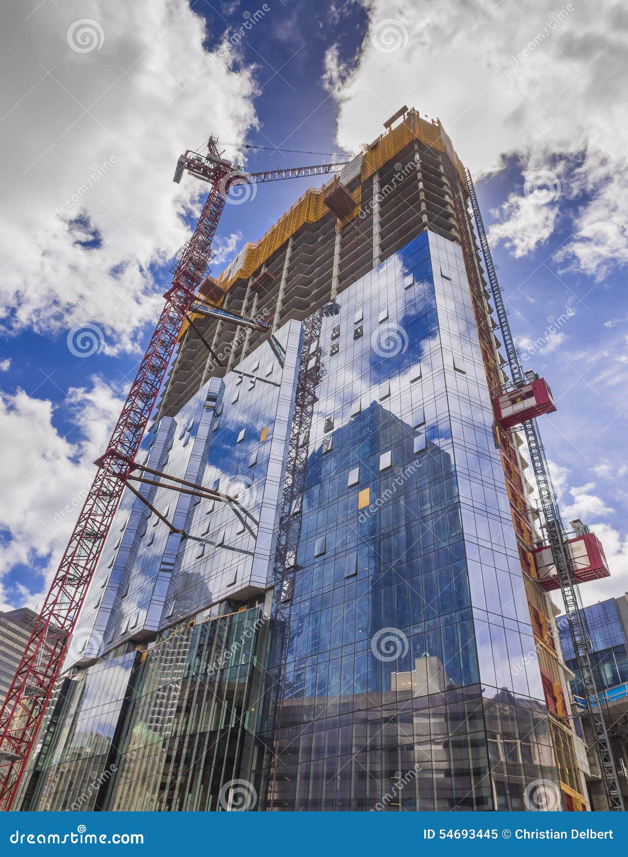 New Glass Building Construction Site Stock Image - Image of building ...