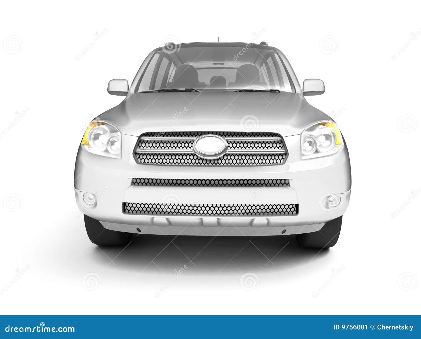 New Glossy Silver SUV Front View Stock Illustration - Illustration of ...