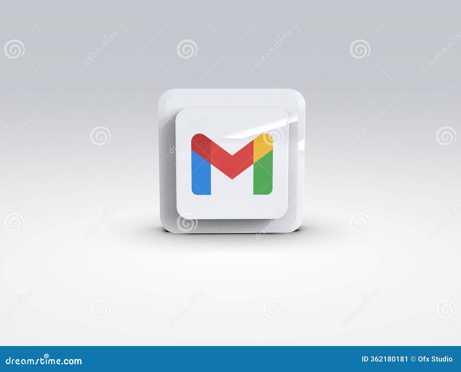 New Gmail App 3d Render, White Background Isolated Button Front View ...
