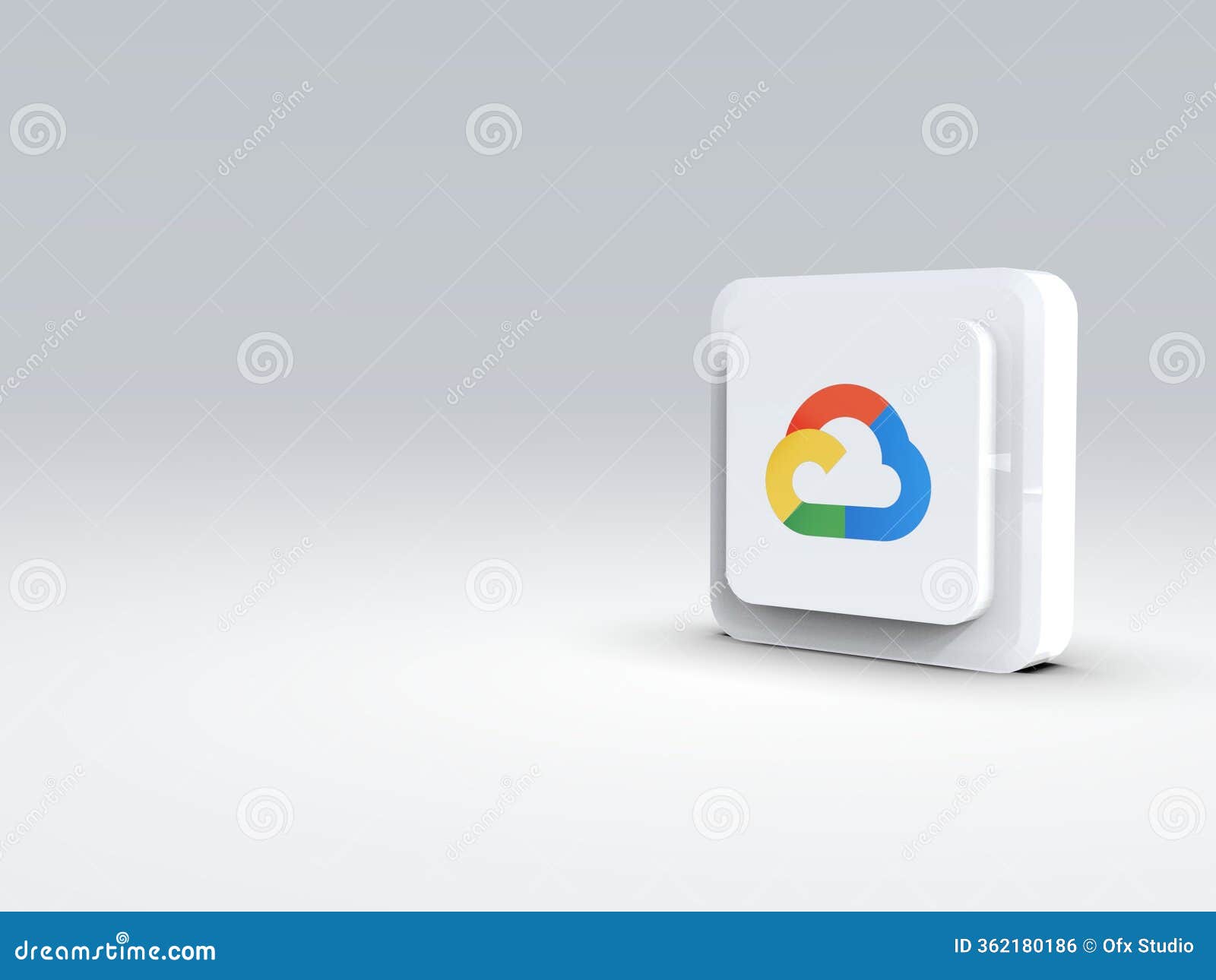 New Google Cloud App 3d Render, White Background Isolated Button Side ...