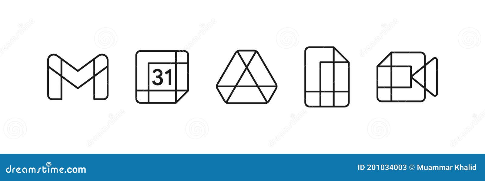 New Google Product Logo Set with Flat Black Outline Style Editorial ...