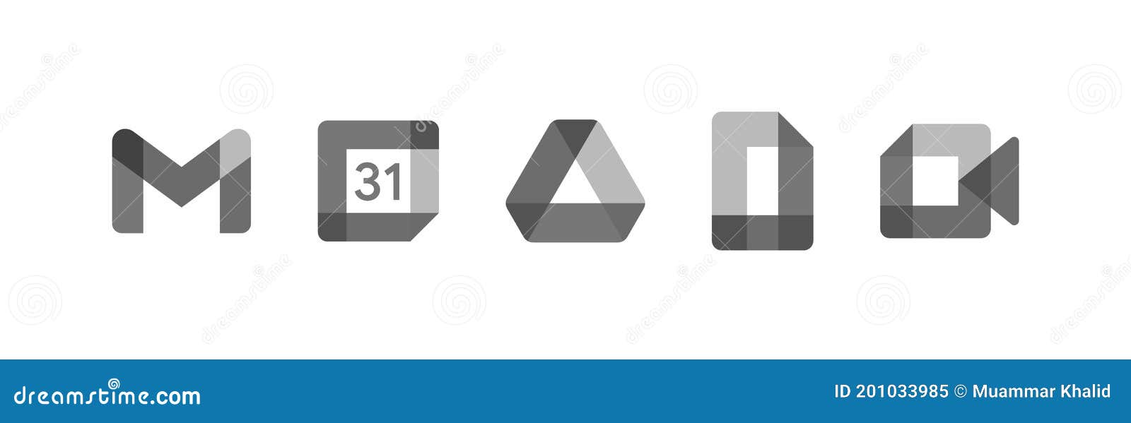 New Google Product Logo Set with Flat Grayscale Black White Style ...