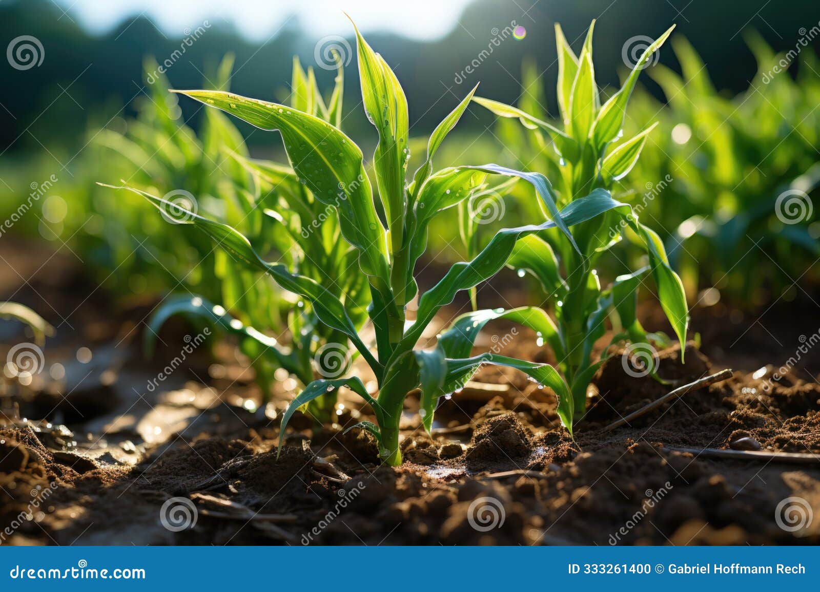New Green Corn Growing at the Bottom of the Stock Illustration ...