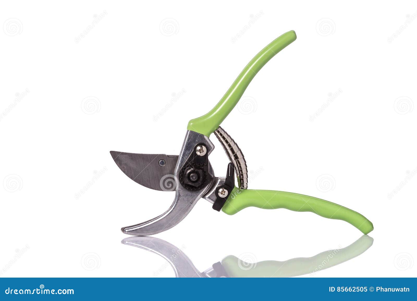 New Green Secateurs. Studio Shot Isolated on White Stock Image - Image ...