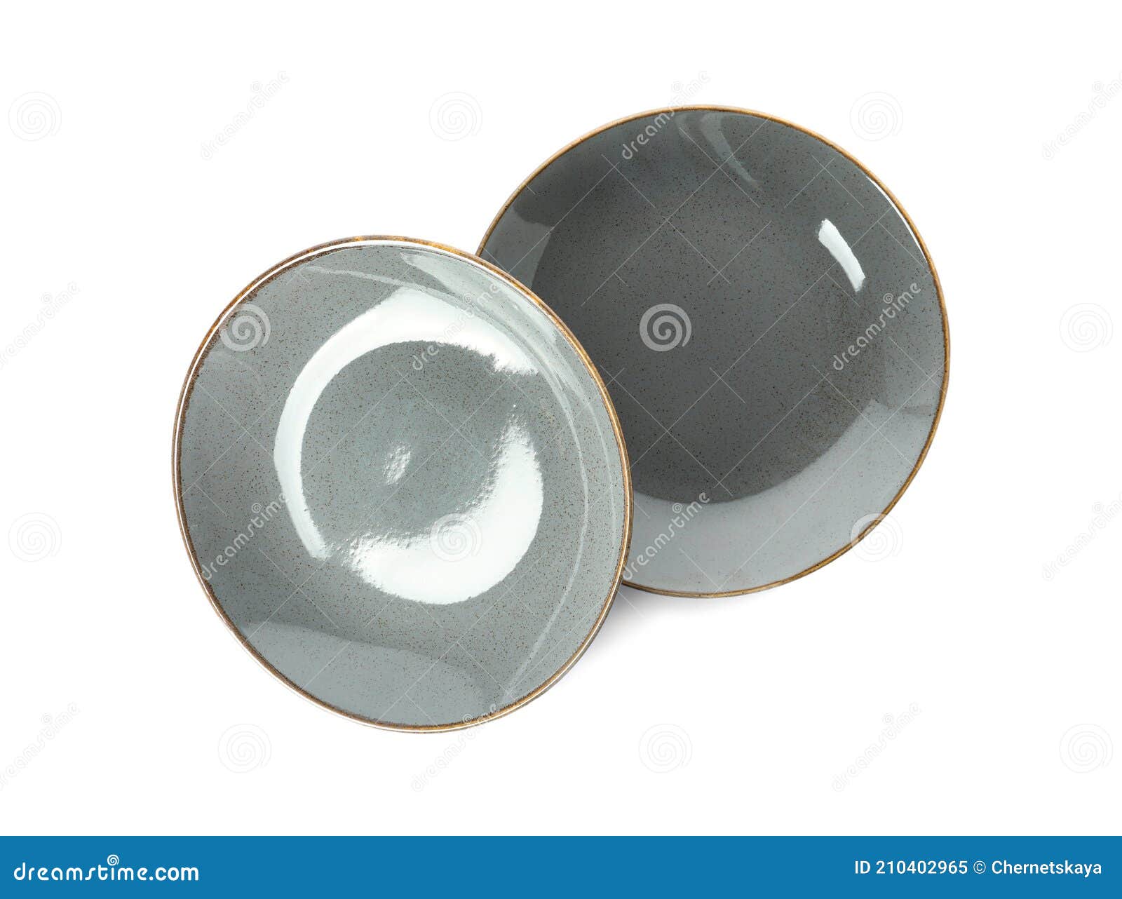 New Grey Ceramic Plates on White Background Stock Image - Image of ...