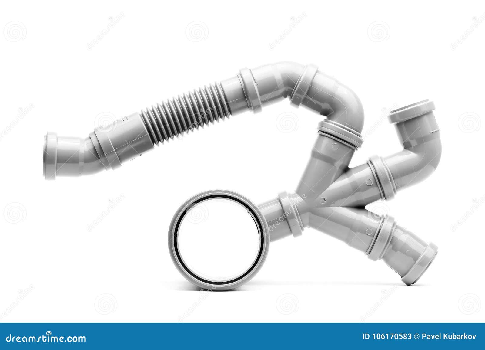 New Grey Drain Pvc Pipe Isolated on White Stock Image - Image of ...