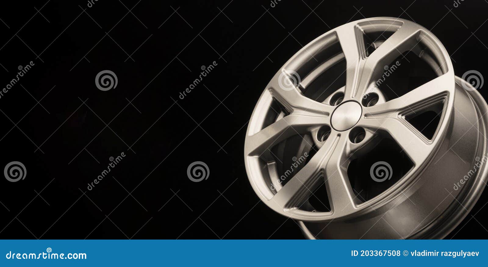 New Grey Silver Alloy Wheel on Black Background Stock Photo - Image of ...