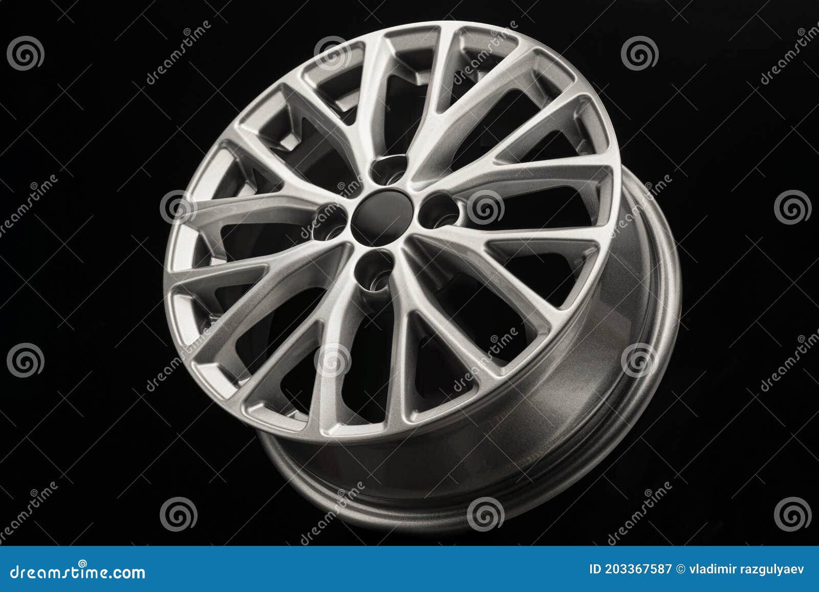 New Grey Silver Alloy Wheel on Black Background Stock Image - Image of ...