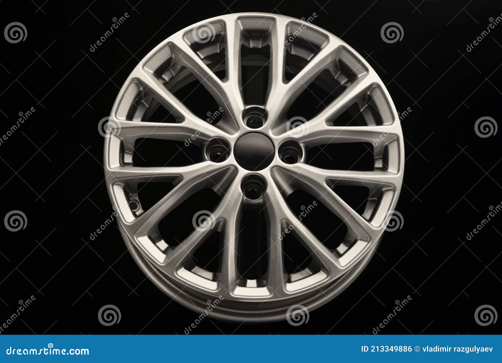 New Grey Silver Alloy Wheel on Black Background Stock Photo - Image of ...
