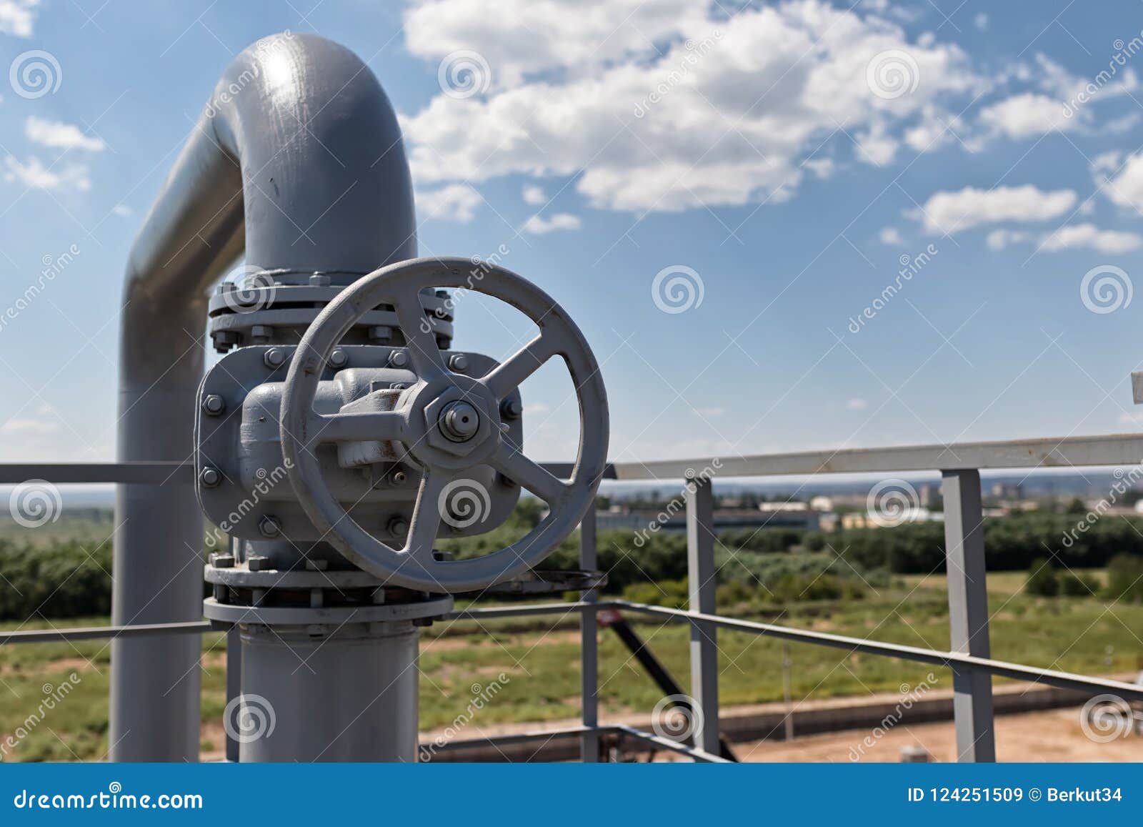 The New Grey Valve is Installed on the Pipeline on Service Area Stock ...