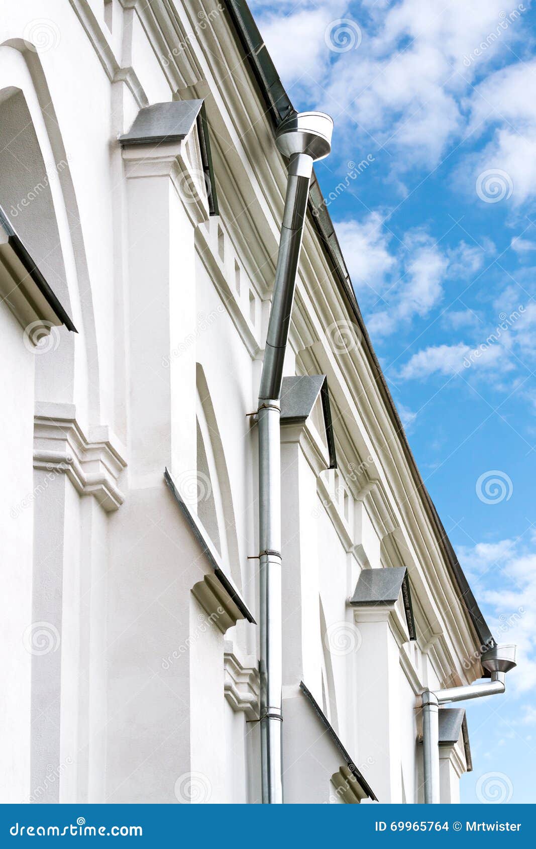 New Gutter System on House Facade Stock Photo - Image of detail, metal ...