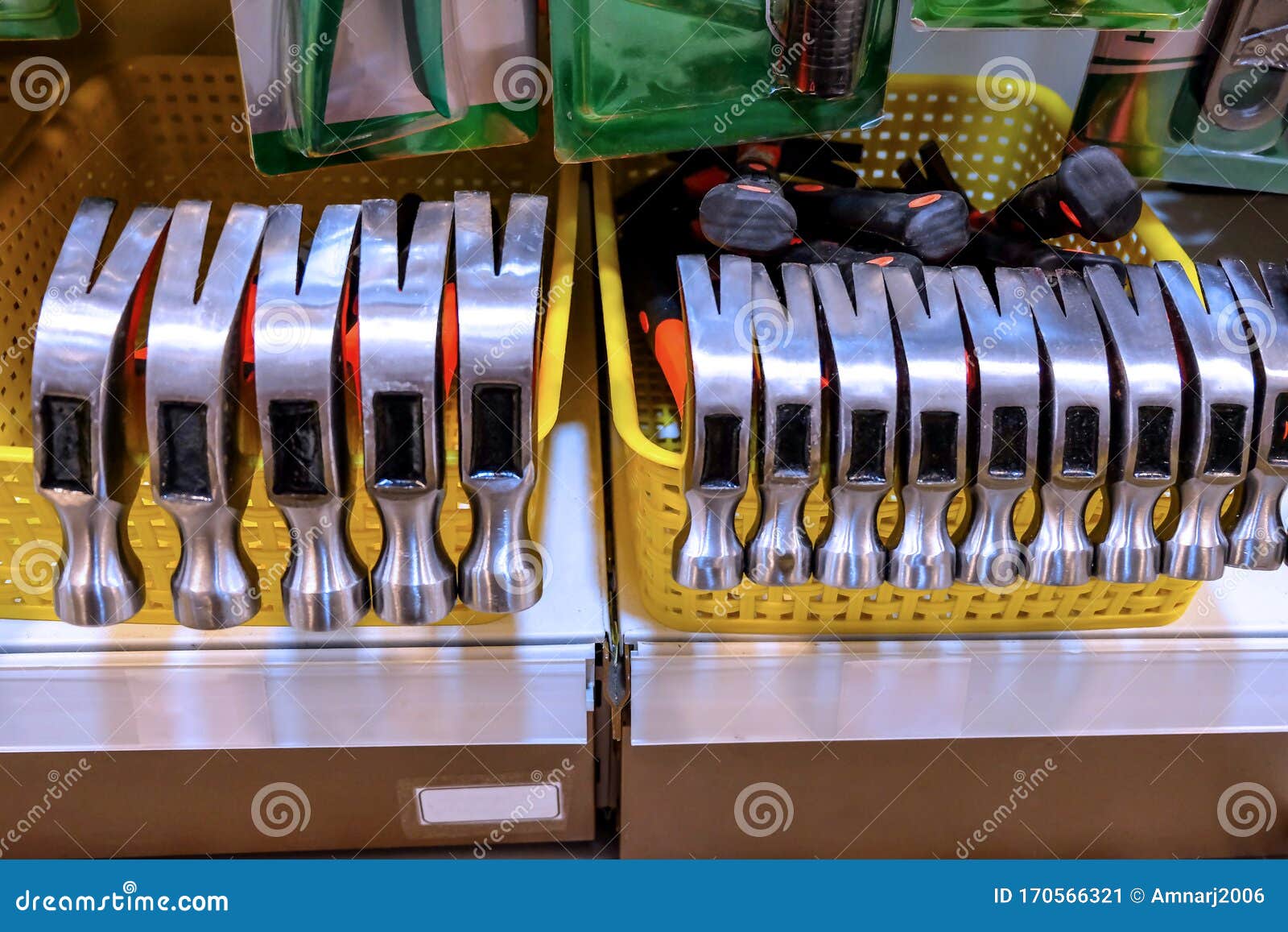 New Hammers Work Tool on Shelf at Hardware Shop. Stock Image - Image of ...