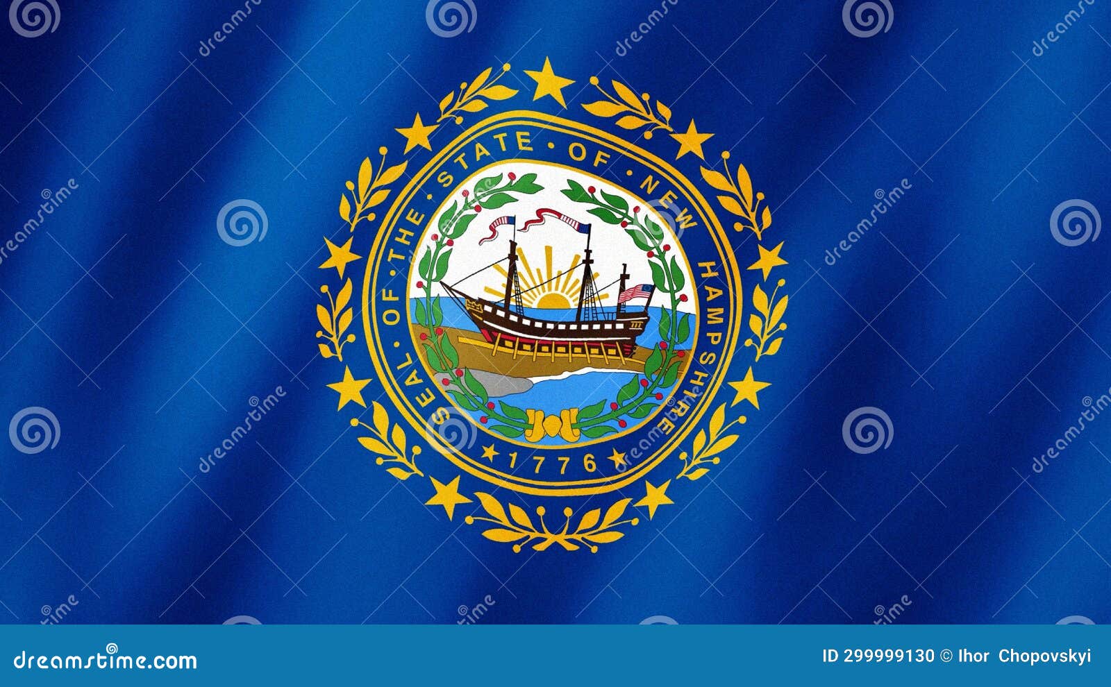 New Hampshire Flag Waving in the Wind. Flag of New Hampshire Images ...