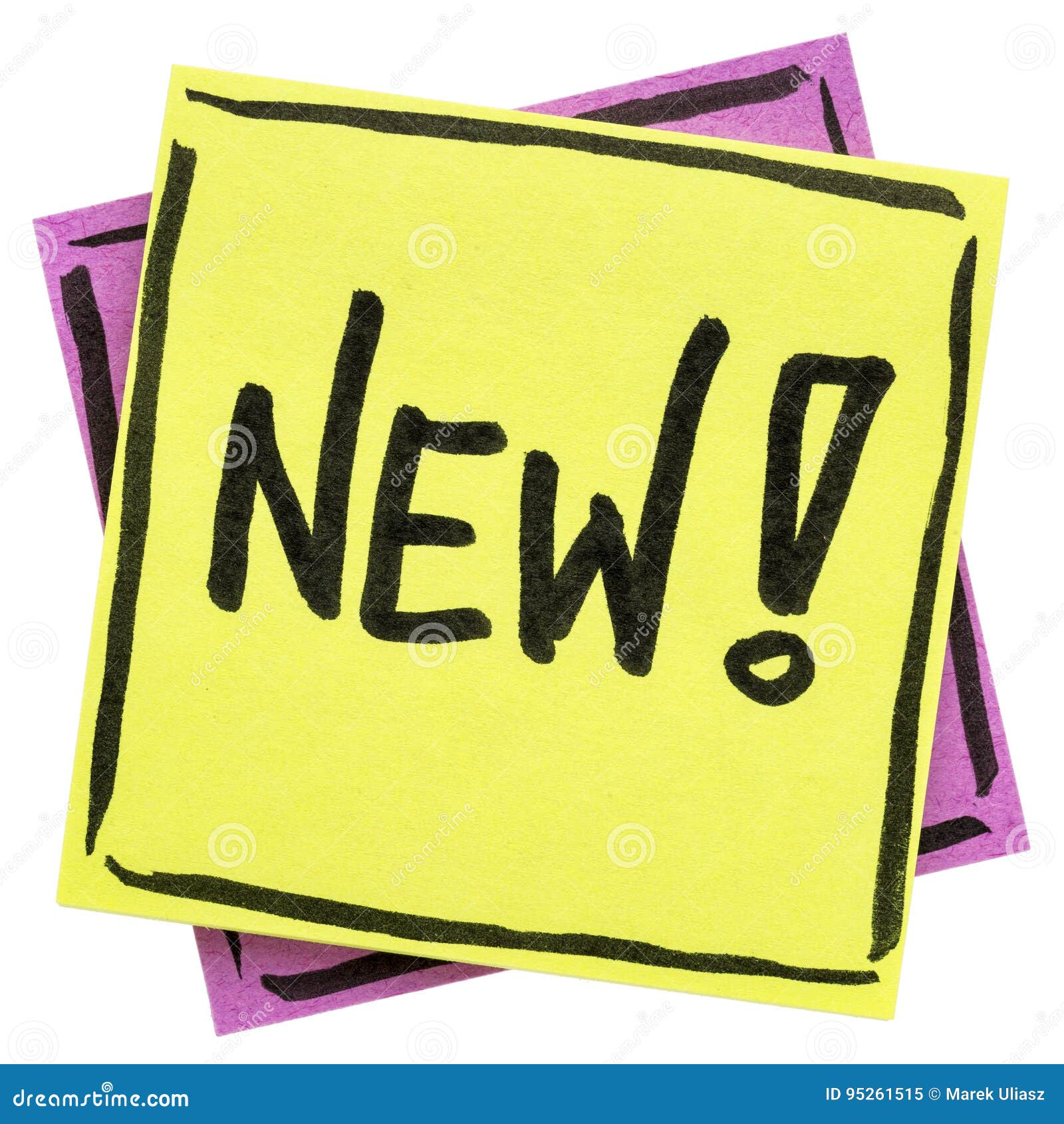 New! Handwriting on Sticky Note. Stock Image - Image of innovation ...