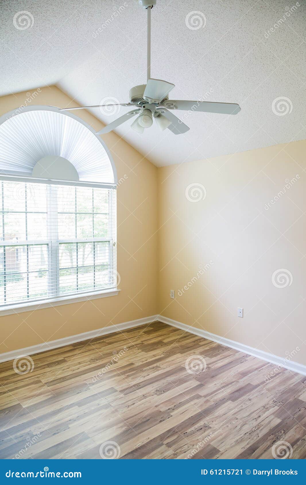 New Hardwood Floor Under Ceiling Fan Stock Image - Image of timber ...